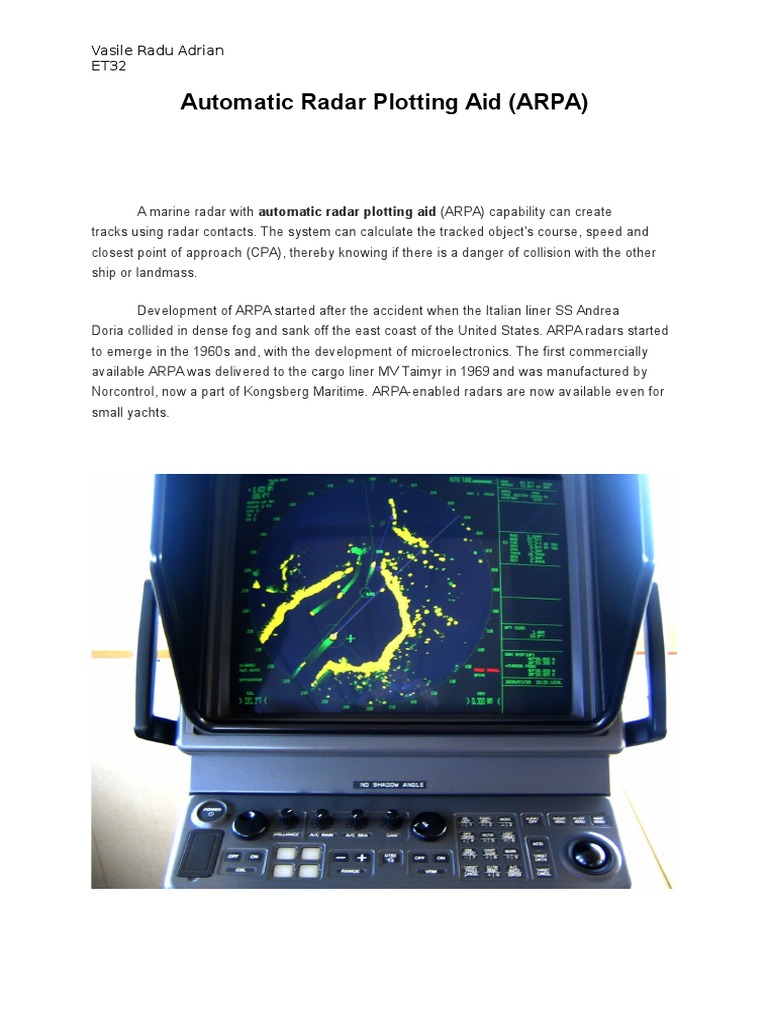Automatic Radar Plotting Aid (ARPA) : Vasile Radu Adrian ET32 | PDF | Microwave Technology ...