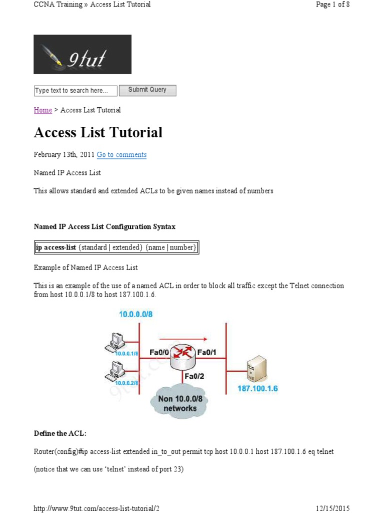 Acl 2 | PDF | Ip Address | Router (Computing)