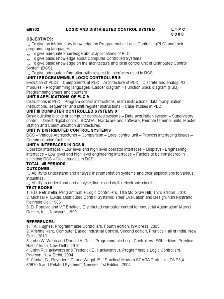 An Introduction to Programmable Logic Controllers, Distributed Control Systems, and Their ...