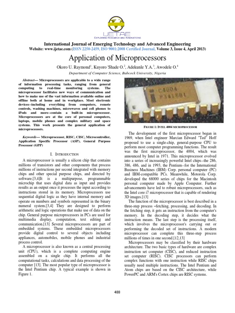 Application of Microprocessor | Download Free PDF | Microprocessor ...