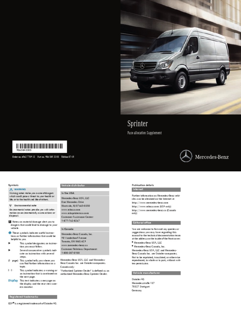 2015 Mercedes Benz Sprinter Fuse | Download Free PDF | Mercedes Benz ...