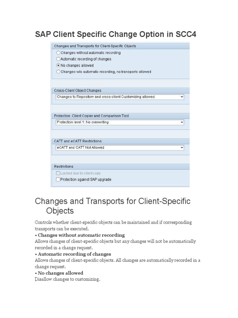 SAP Client Specific Change Option in SCC4 | PDF | Computing | Software