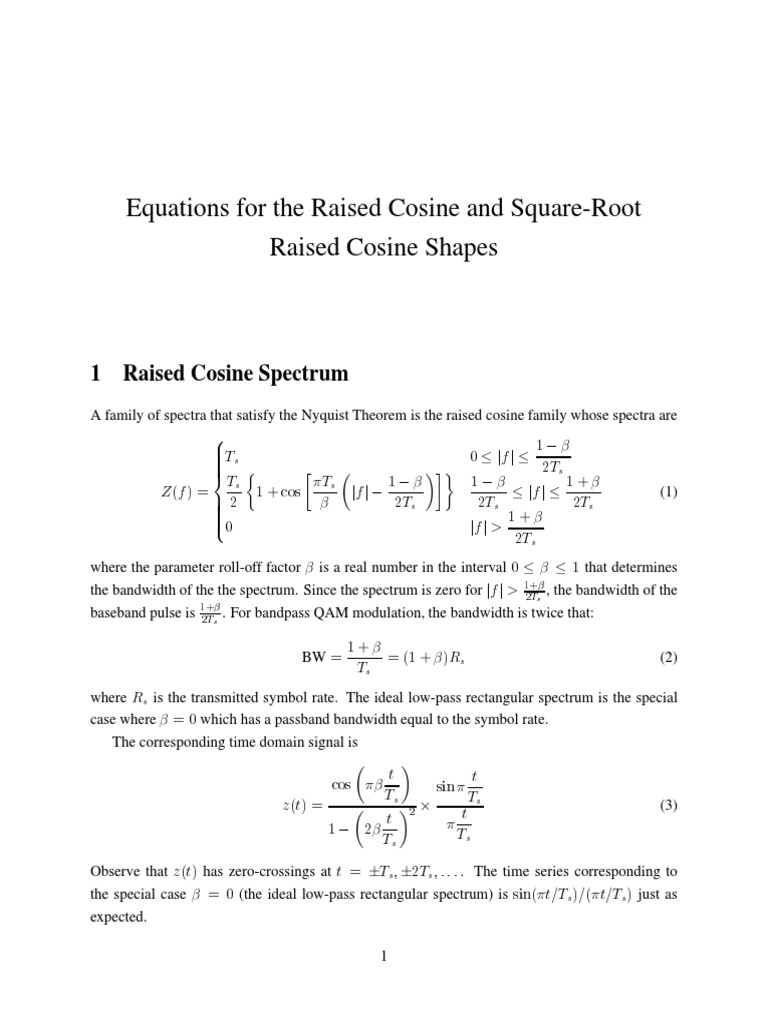 Raised Cosine and Square-Root Filters | PDF