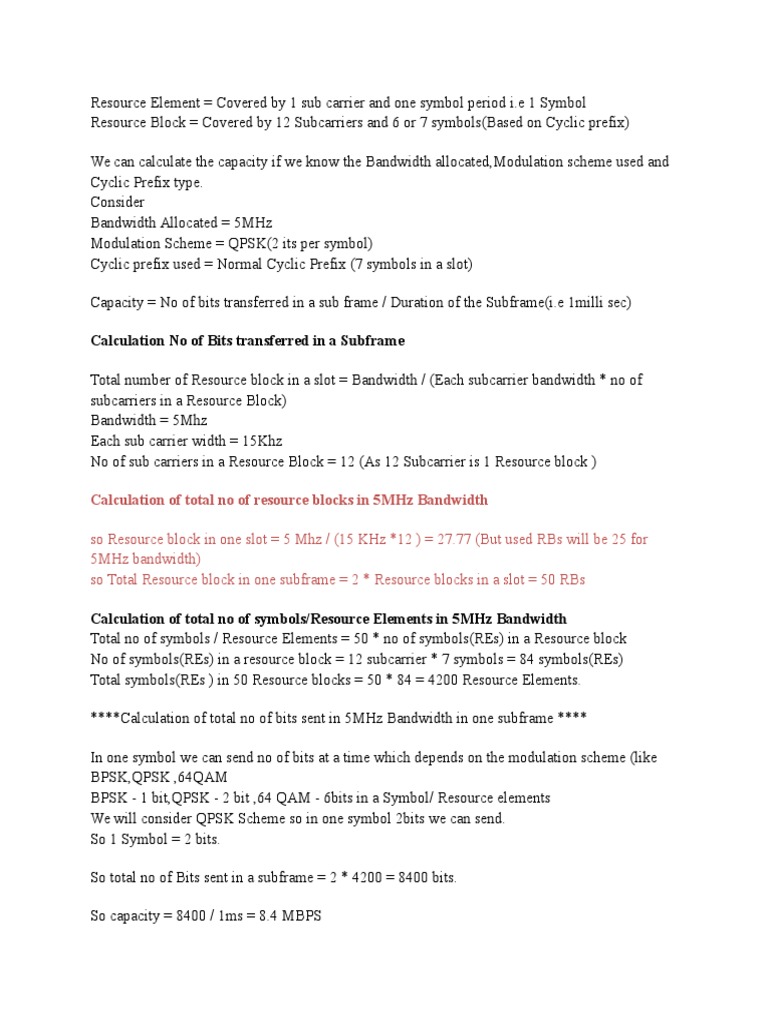 Resource Blocks Calculations | PDF