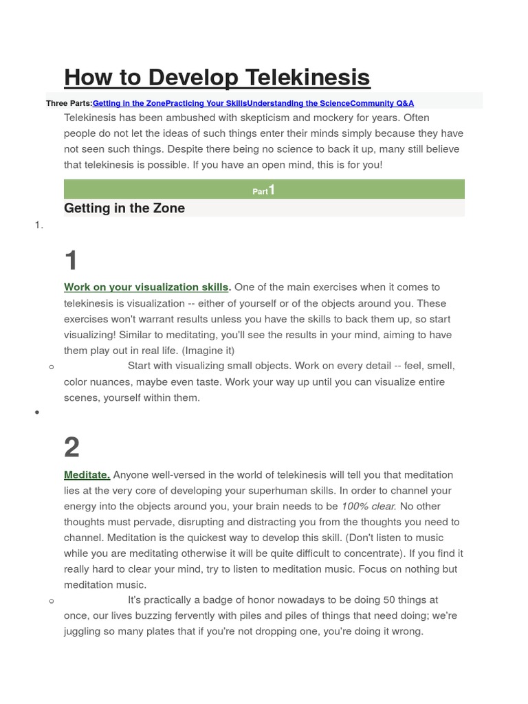 How to Develop Your Telekinetic Powers in 3 Steps | PDF | Astral Projection | Heat
