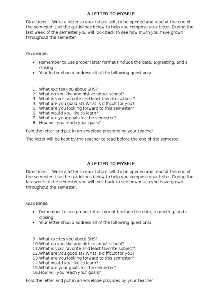 A Letter To Myself | PDF