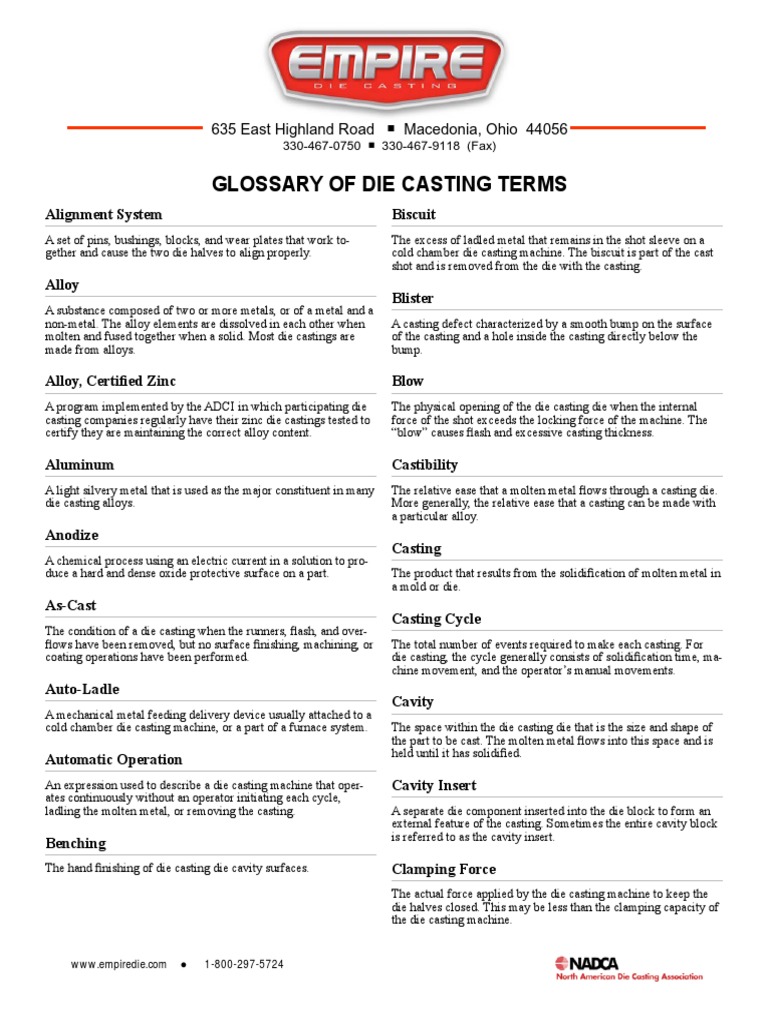 Glossary - Casting Terms | Download Free PDF | Casting (Metalworking ...