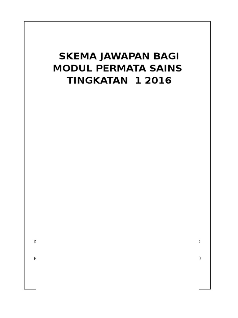 Skema Jawapan Modul Permata Sains Bab 1 Dan Bab 2 | PDF | Sains & Matematika