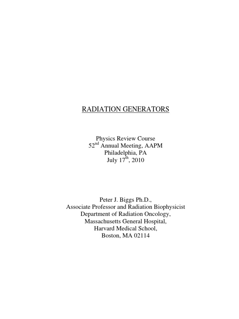 Therapy Physics Review Course - Radiation Generators | PDF | Particle ...