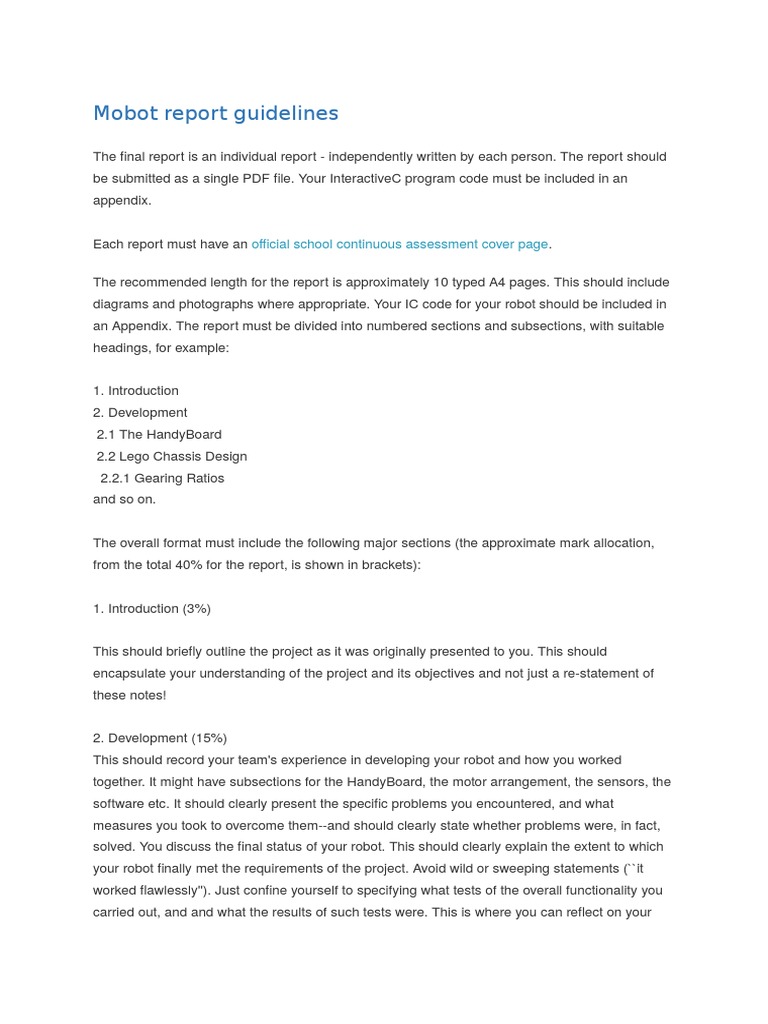 Mobot Report Submission Guidelines | PDF | Robot | Robotics
