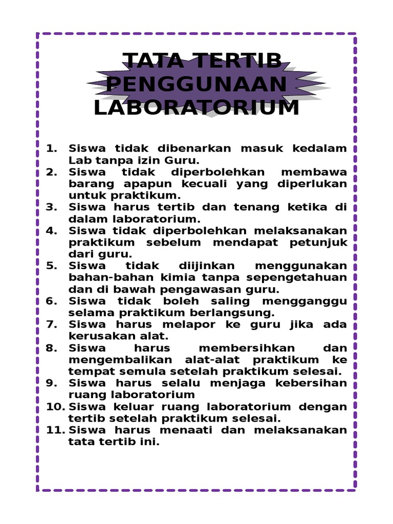 Tata Tertib Penggunaan Laboratorium | PDF