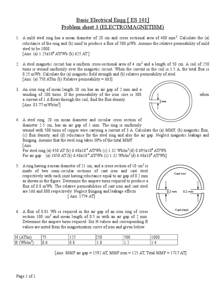 Electrical Engineering Problem Sheet 3