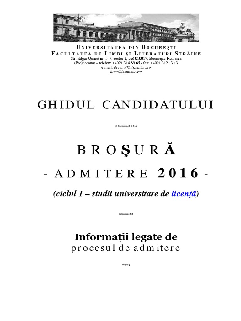 Ghidul Candidatului Admitere | PDF