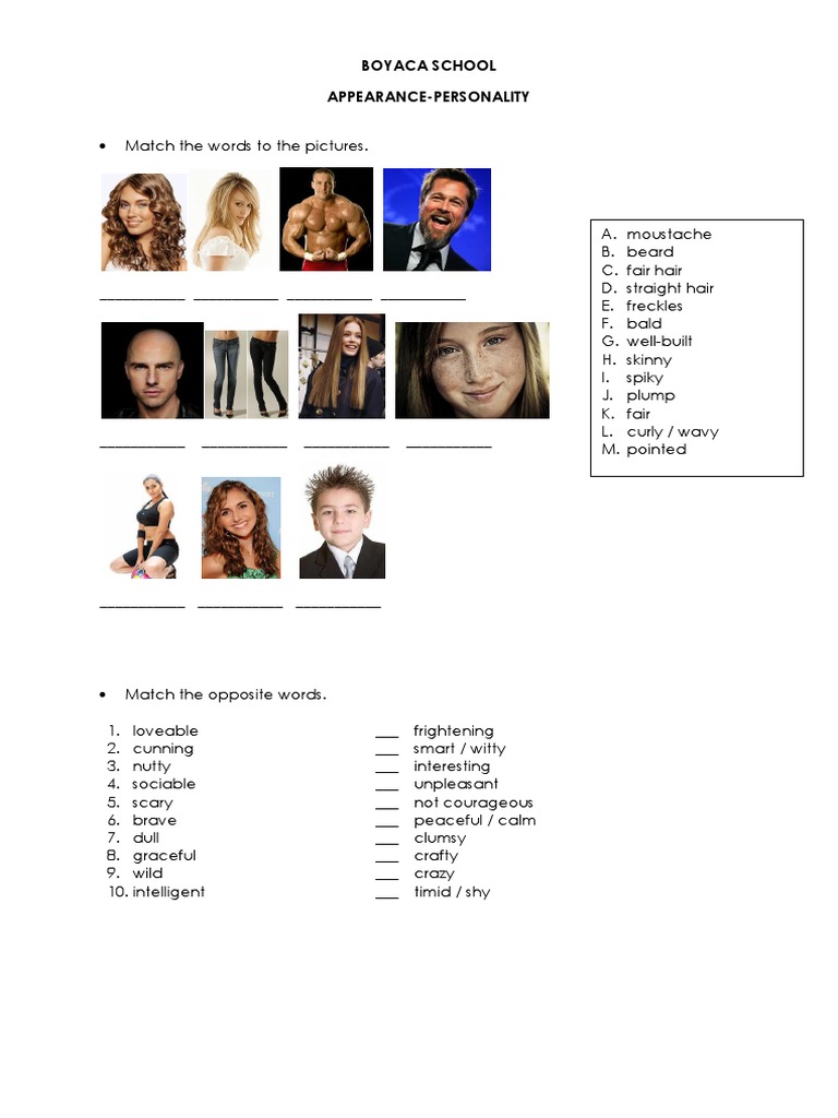 Vocabulary-Practice Appearance and Persoanlity | PDF