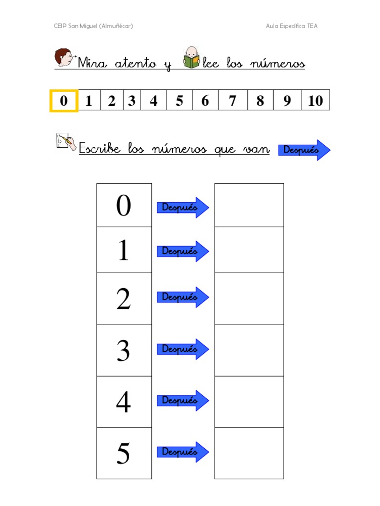NÚMEROS ANTES Y DESPUÉS