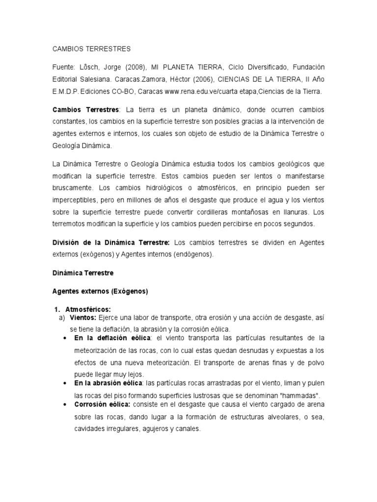 Cambios en la Superficie Terrestre | PDF | Tierra | Contaminación