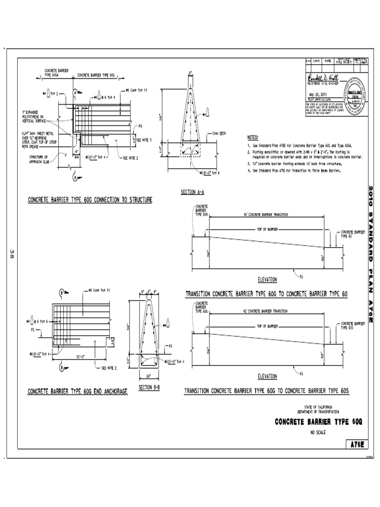 Concrete Barrier Type 60G Connection To Structure | PDF