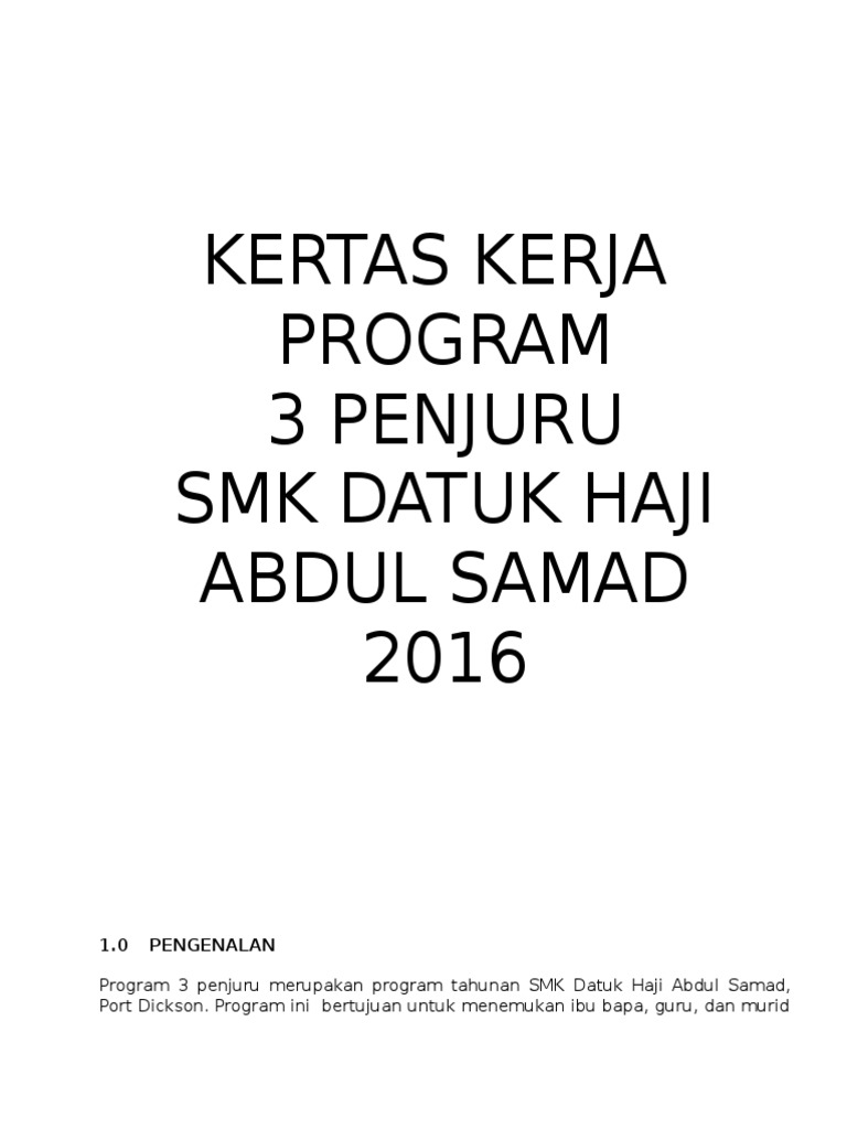 Kertas Kerja 3 Penjuru | PDF
