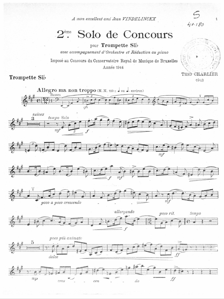 2ème Solo de Concours Charlier Trumpet | PDF | Art | Classiques