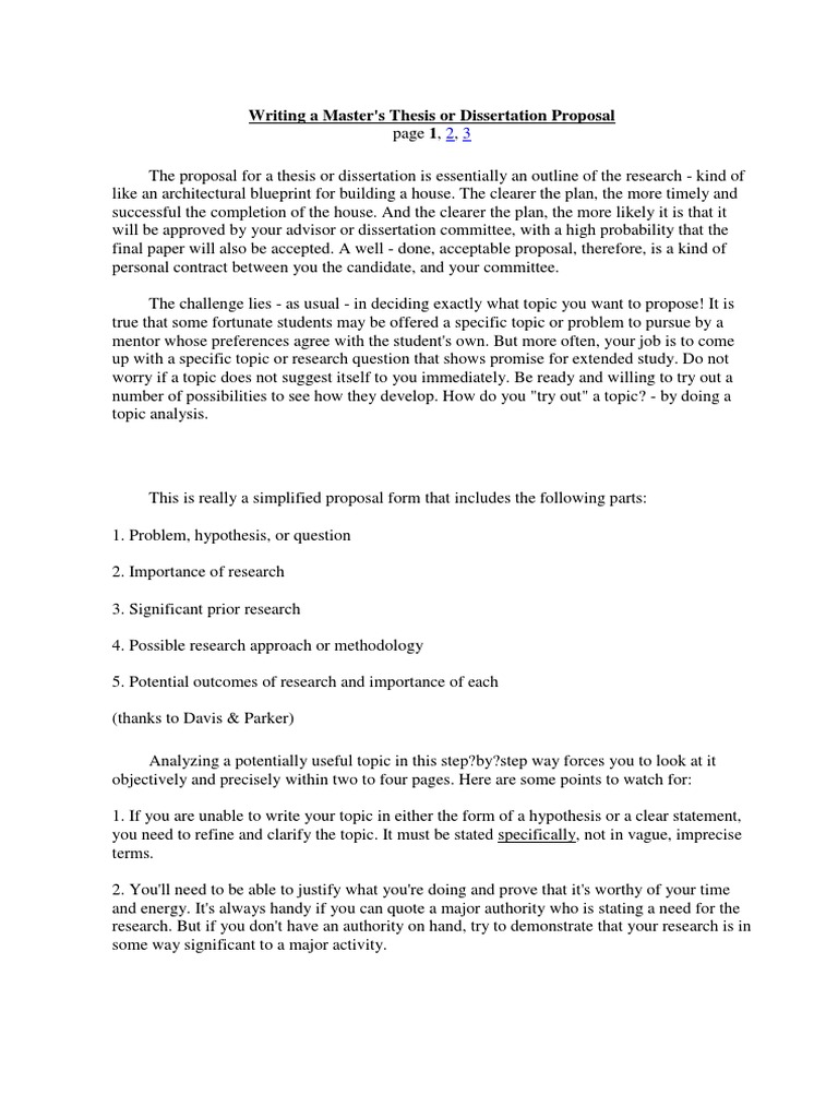 Writing A Master Thesis Proposal | PDF | Thesis | Hypothesis