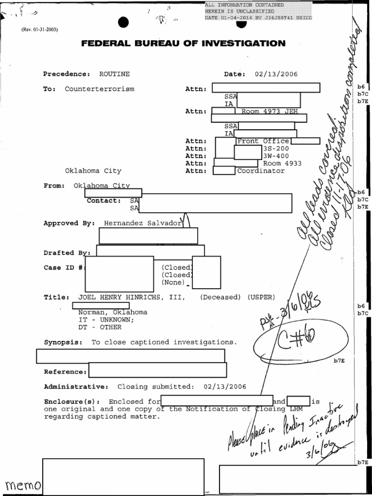 FBI Documents On Joel Henry Hinrichs, III | PDF