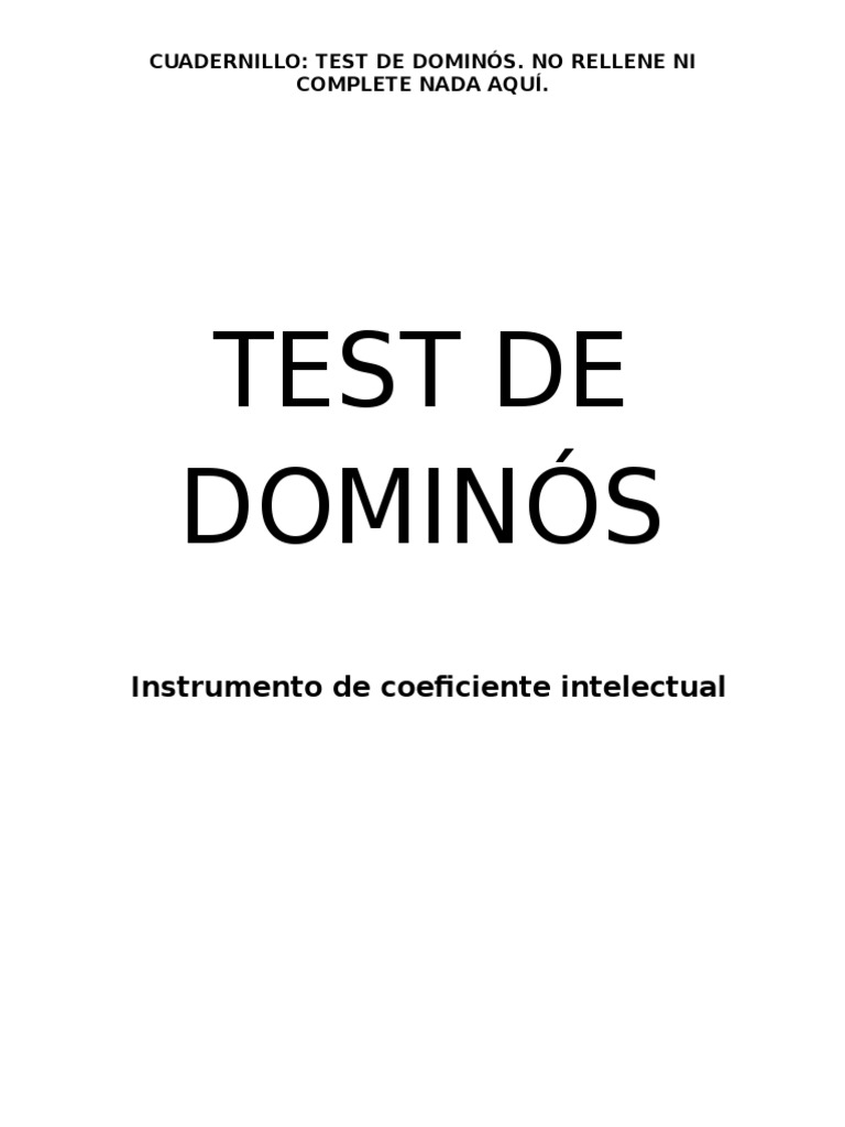 Test de Dominós: Evaluación IQ | PDF | Artes del Lenguaje y Comunicación