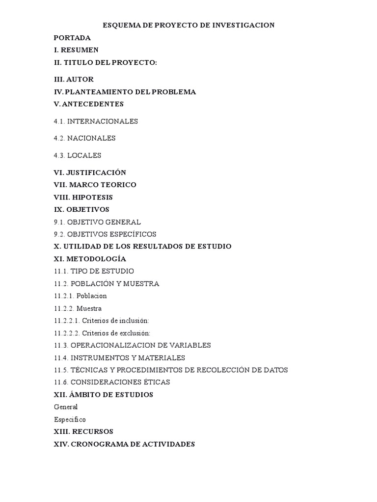 Esquema de Proyecto de Investigacion | PDF