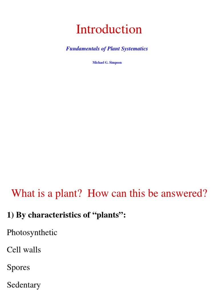 ch1 - Plant Systematics | PDF | Taxon | Plants