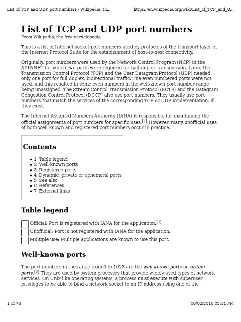 Port Numbers | PDF | Port (Computer Networking) | Transmission Control Protocol