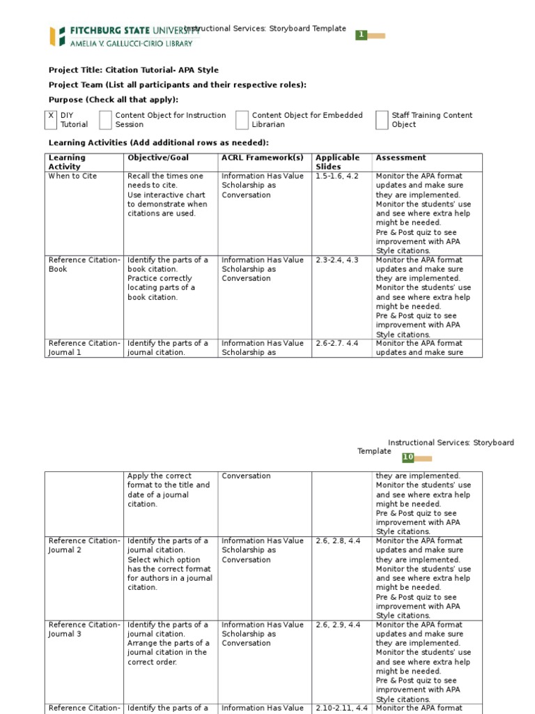 Instructional Services Storyboard Apa Style Tutorial | PDF | Page ...