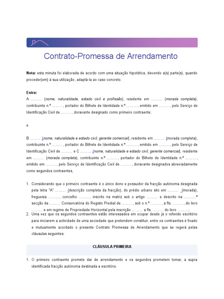 Contrato Promessa Arrendamento - 2 | PDF | Direito Privado | Governo
