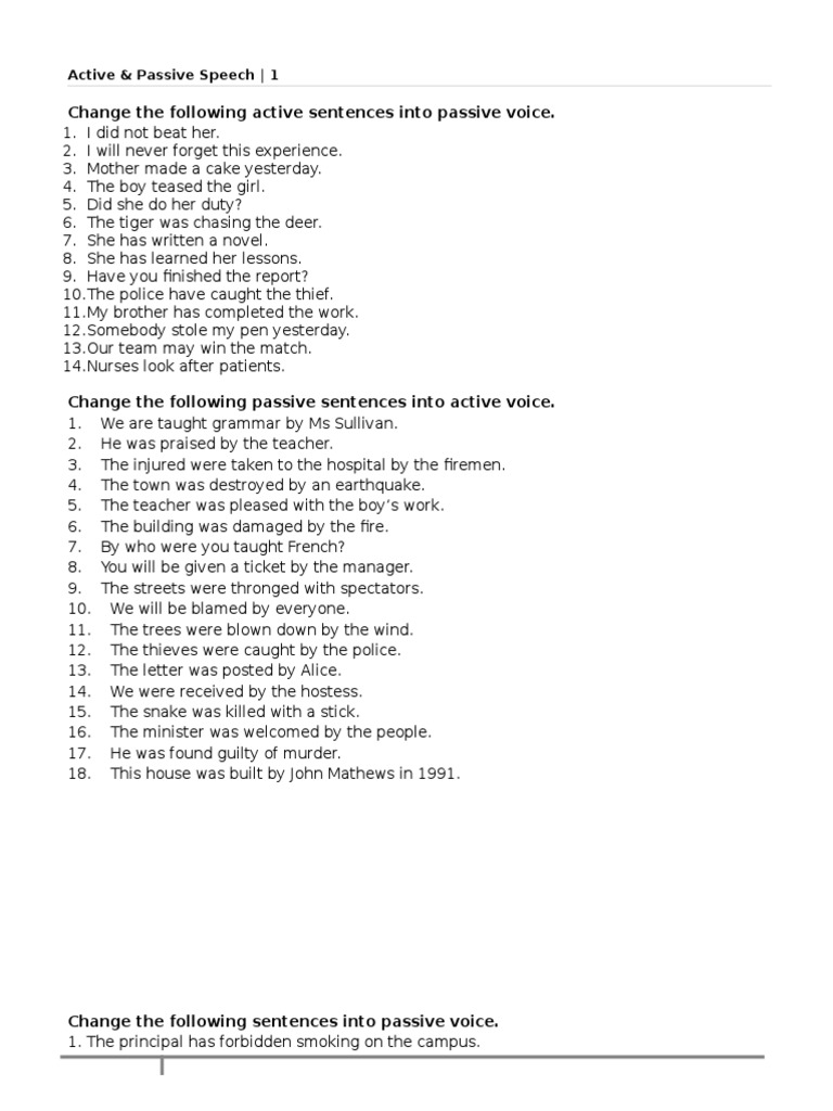 Active & Passive-Exercises | PDF