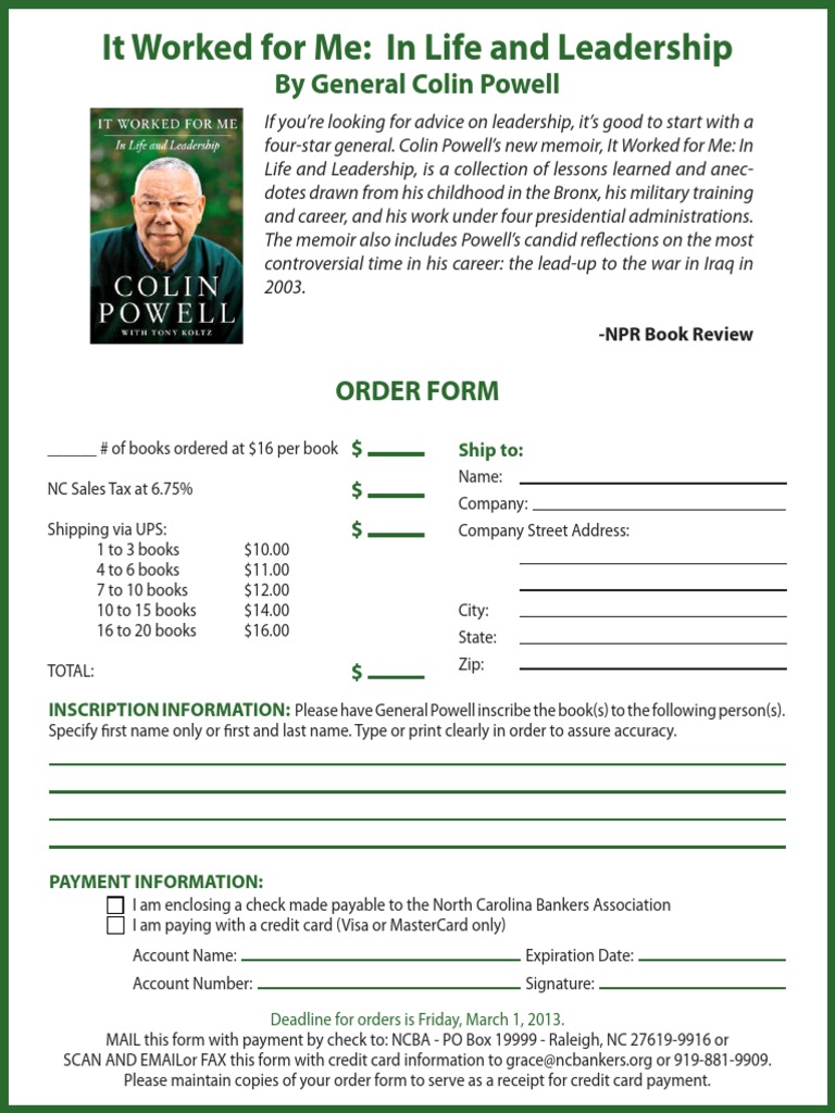 Colin Powell Book Order Form | PDF