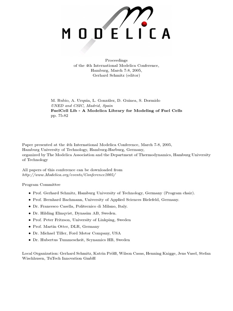 FuelCellLib - A Modelica Library For Modeling of Fuel Cells (HAMBURG ...