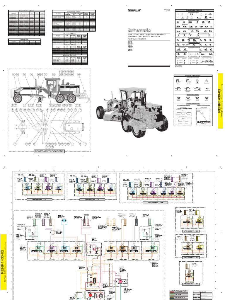 Plano Hidraulico Motoniveladora 12h-140h Cat | PDF | Valve | Steering