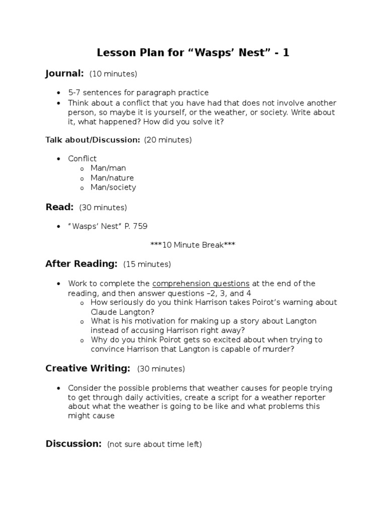 Lesson Plan For Conflict Eng1 | PDF