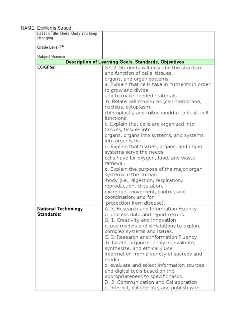Science Lesson Plan for Concept Map/Kidspriration | Collaboration ...