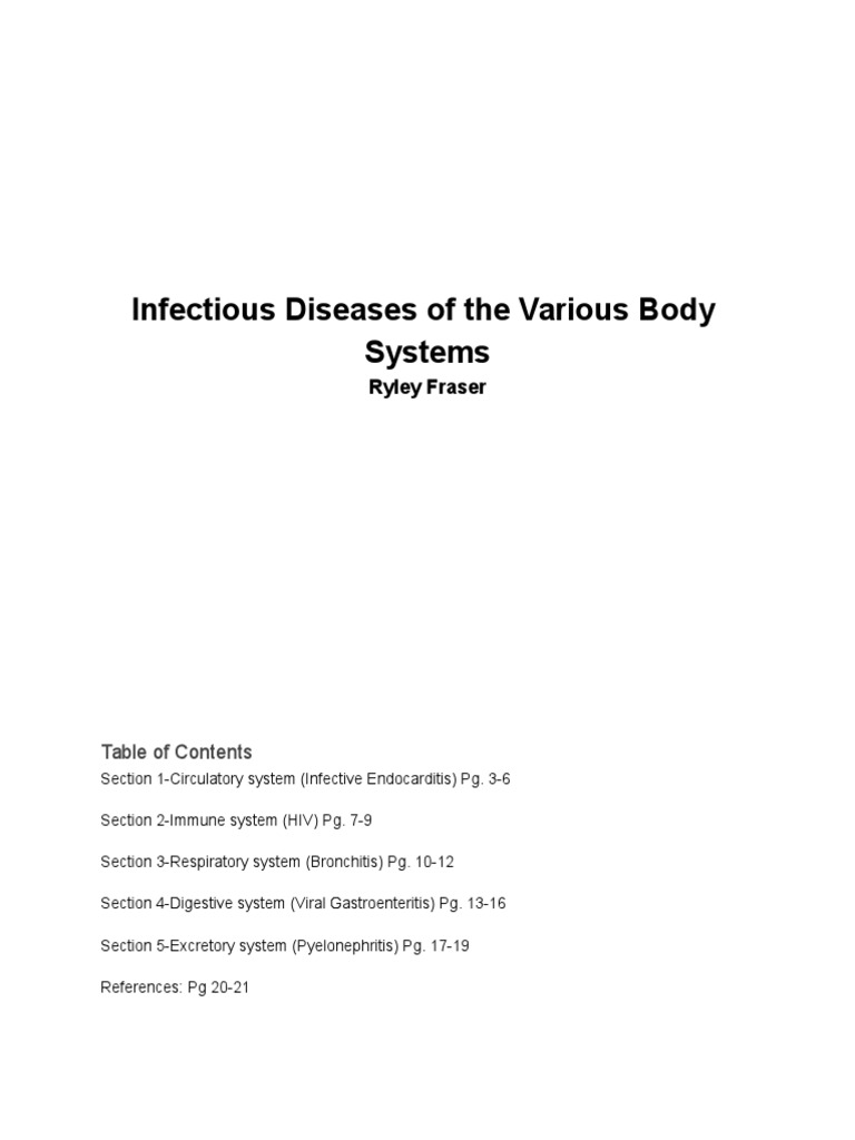 Infectious Diseases by Body System | PDF | Bronchitis | Common Cold