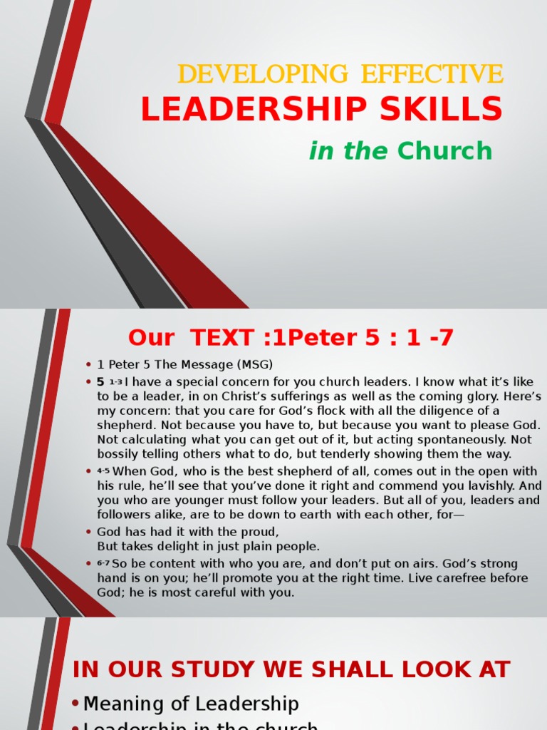 Leadership in The Church | PDF | Epistle To The Ephesians | Saint Peter