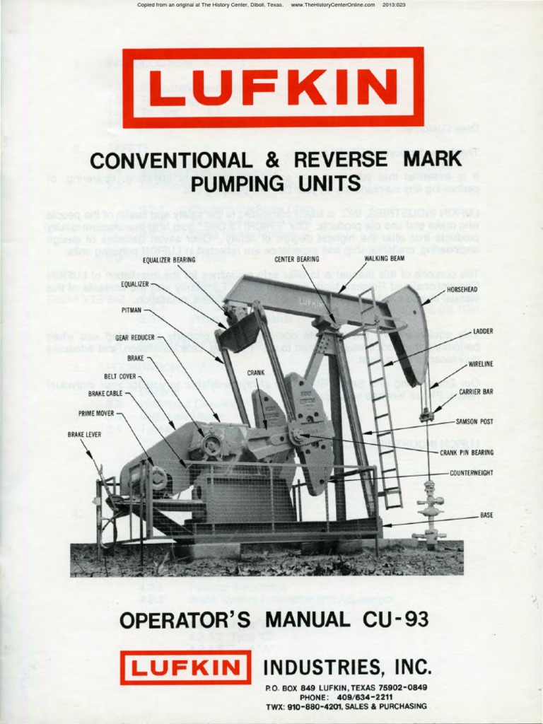 Conventional Pumping Reverse Units Mark: Lufkin | PDF