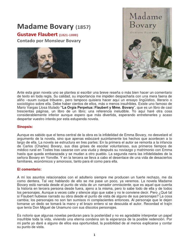 Madame Bovary Por Monsieur Bovary Cap. 1 PDF | PDF | Madame Bovary ...