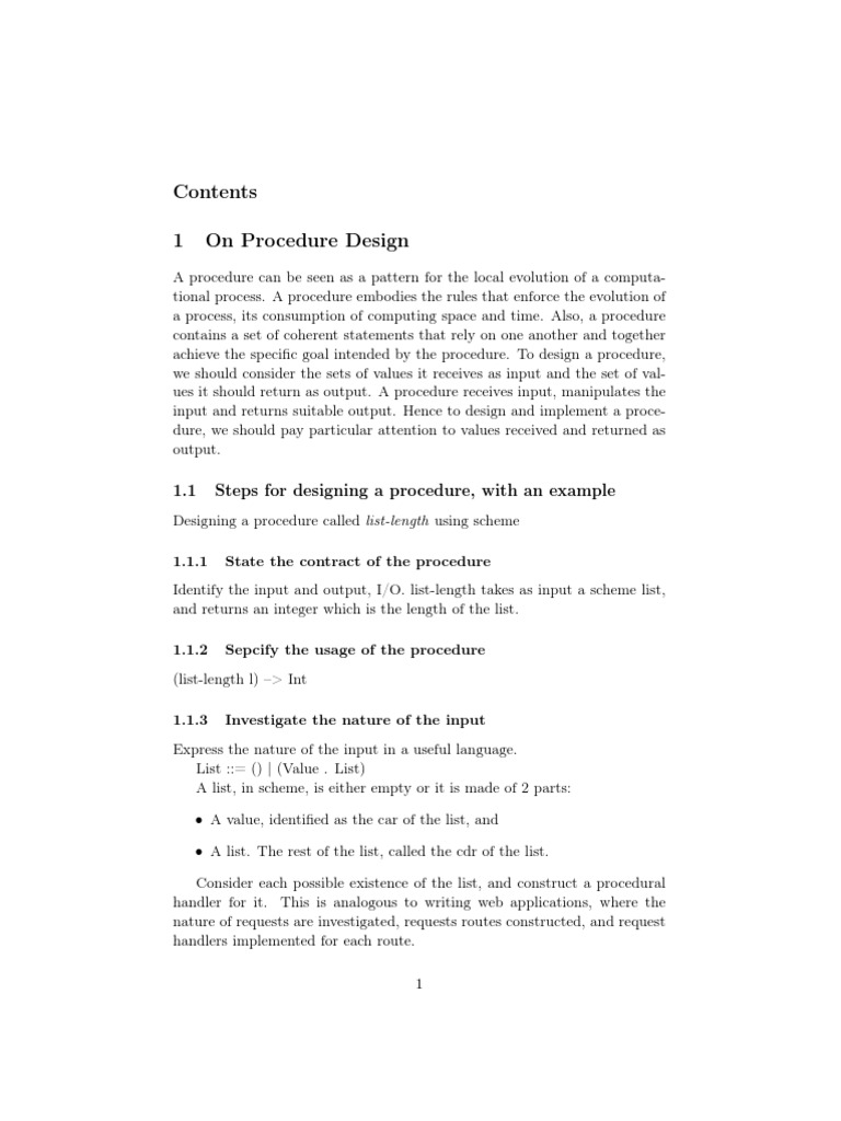1 On Procedure Design: 1.1 Steps For Designing A Procedure, With An ...