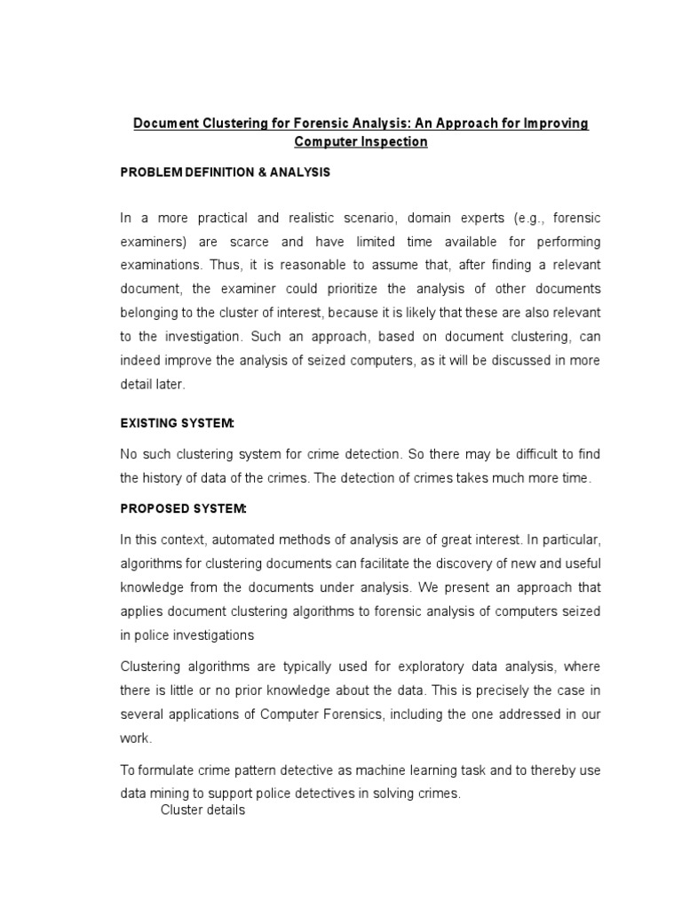 Document Clustering For Forensic Analysis An Approach For Improving ...