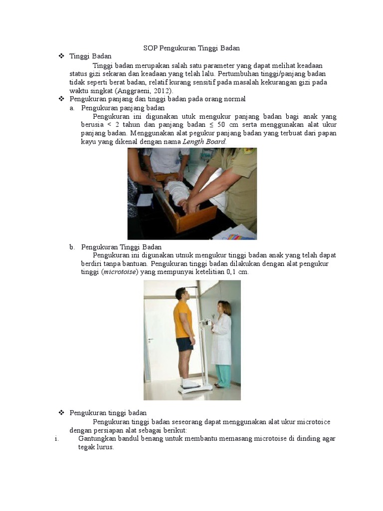 SOP Pengukuran Tinggi Badan + IMT | PDF | Kesehatan Holistik