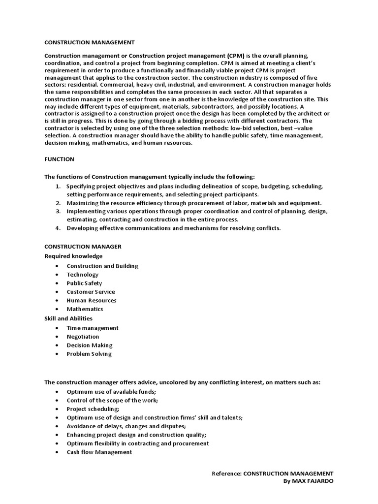 Construction Management | PDF | Construction Management | General ...