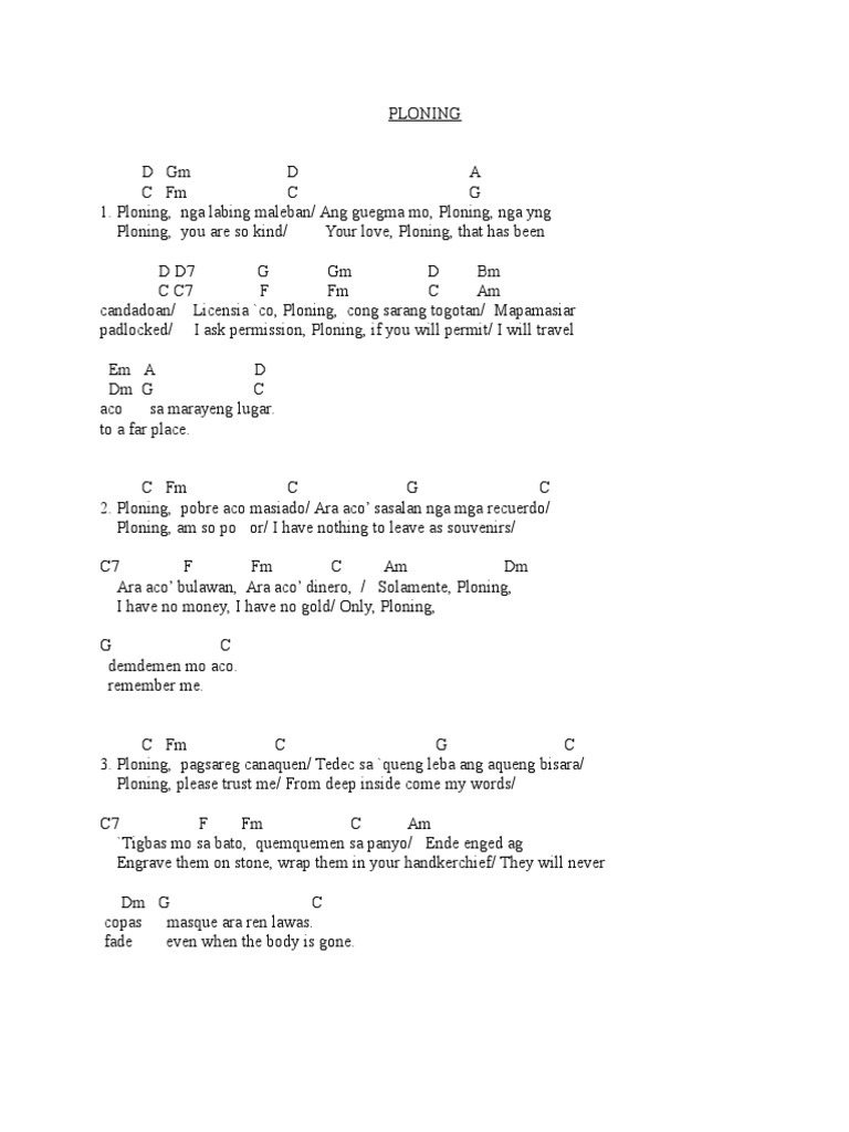 Ploning Chords and Lyrics