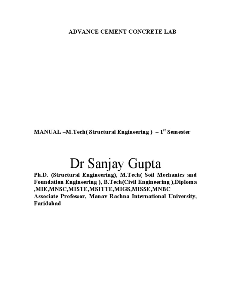 Advance Cement Concrete M Tech Lab | PDF | Concrete | Reinforced Concrete