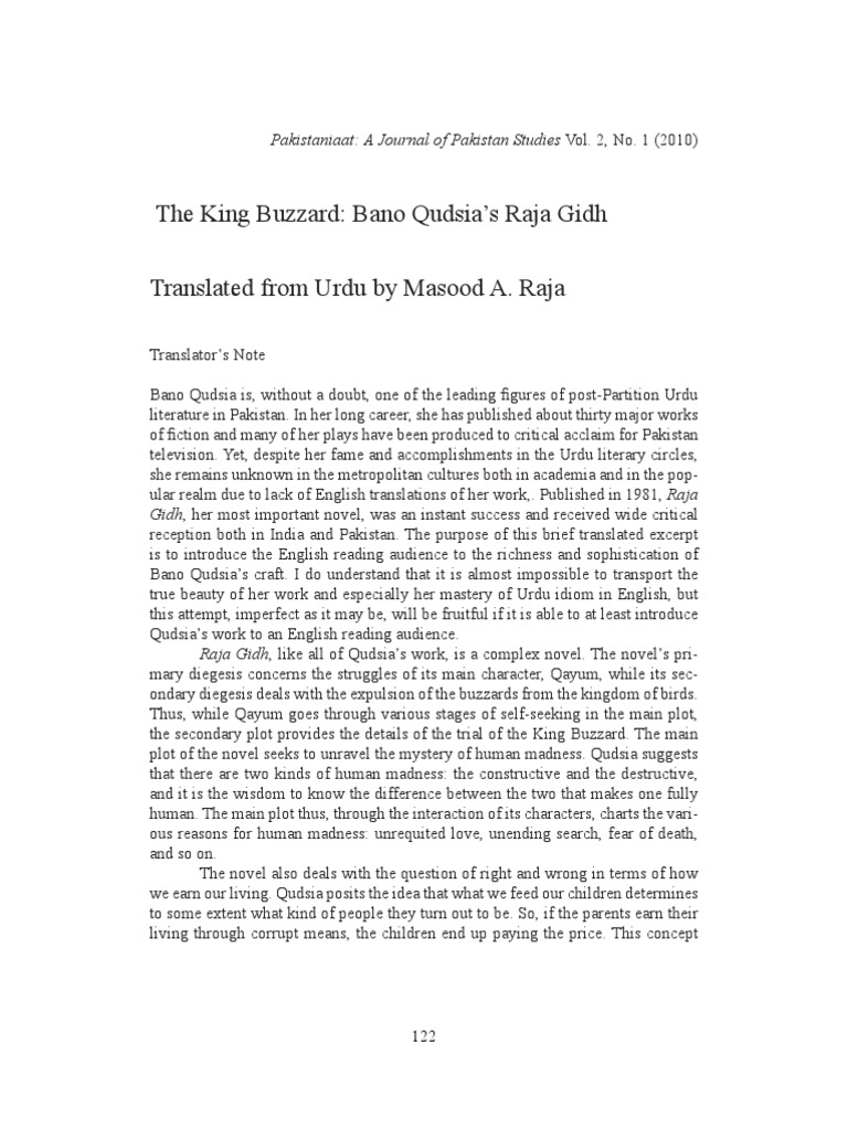 The King Buzzard: Bano Qudsia's Raja Gidh | PDF | Cain And Abel ...