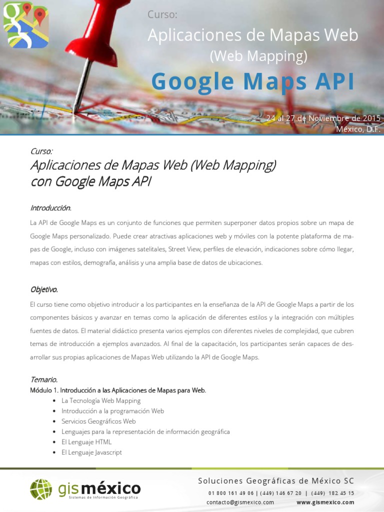 Temario Curso Google Maps API | PDF | Google | Sistema de información geográfica