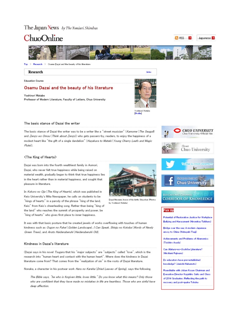 Osamu Dazai and The Beauty of His Literature | PDF | Poetry